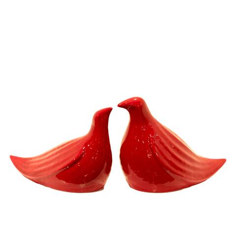 Ceramic Red Bird Set of Two - Overstock - 8459015