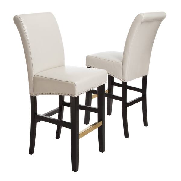 Louigi Ivory Leather Bar Stool (Set of 2) by Christopher Knight Home ...