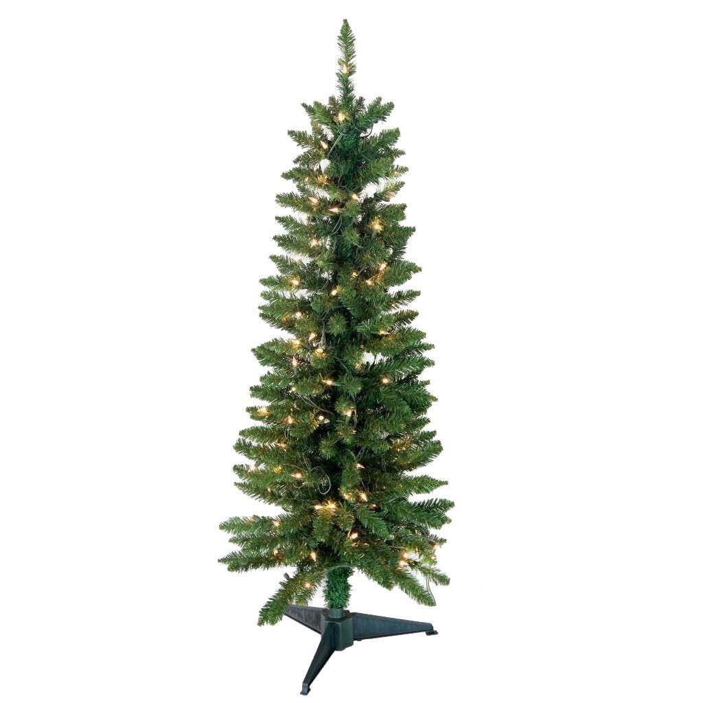 4-foot 168-tip Pre-Lit Green Pencil Tree with 100 UL Lights - Overstock ...