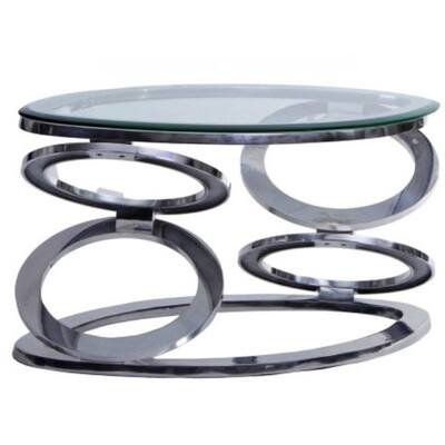 Disc Coffee Table with Glass Top - Overstock - 8478602