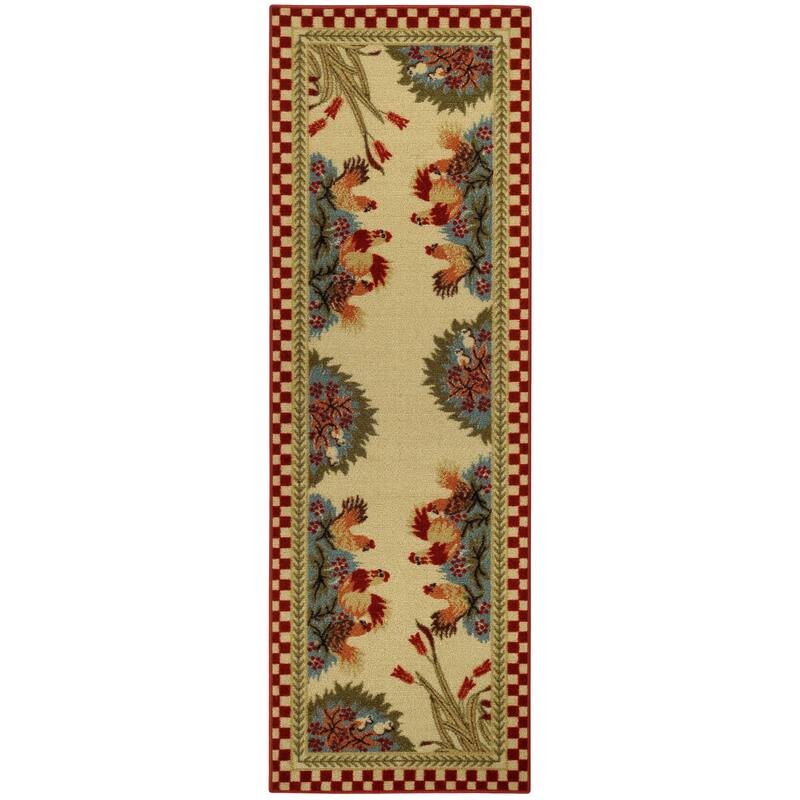 Rooster Checkered Non-skid Kitchen Runner Rubber Back Rug 20 x 59 - 20 ...
