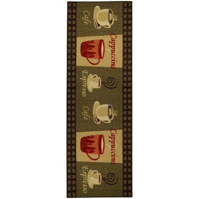 Cafe Cappuccino Espresso Non-Skid 20" x 59" Kitchen Runner Rubber Back ...