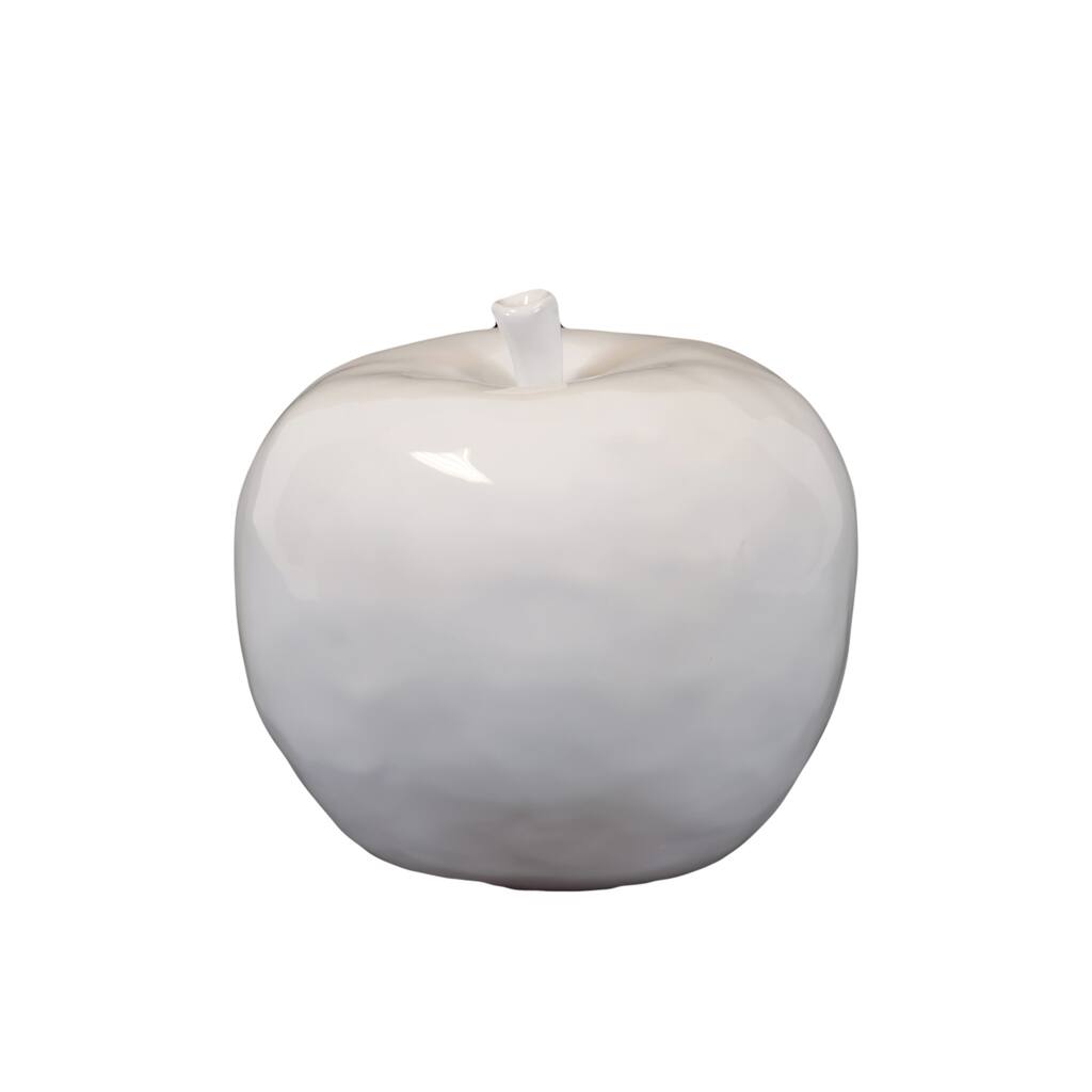 Large White Ceramic Apple - Overstock - 8486164