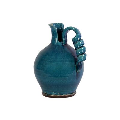Tuscan Turquoise Ceramic Pitcher Vase - Overstock - 8486260