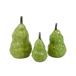 Green Ceramic Pears (Set of 3) - Bed Bath & Beyond - 8486273