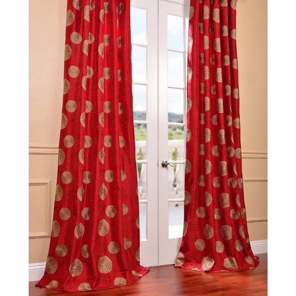 Exclusive Fabrics Zen Garden Tango Red Embroidered Faux Silk Curtain (1 ...