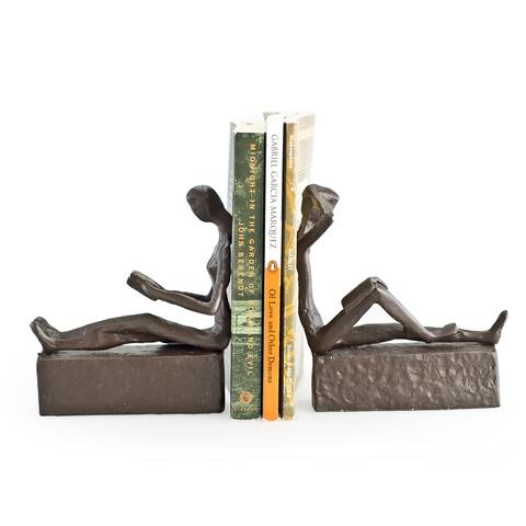 Men Pushing Metal Bookend Set - Overstock - 17630093