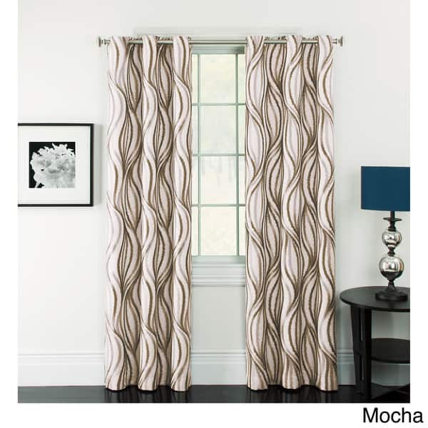 Celestina Wave Jacquard Grommet Blackout Curtain Panel Pair - Bed Bath ...