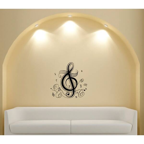 Note Wavy Treble Clef Glossy Black Vinyl Wall Decal - Bed Bath & Beyond ...