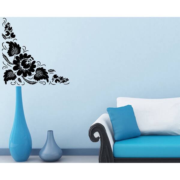 Corner Floral Ornament Wall Vinyl Decal - Bed Bath & Beyond - 8546744
