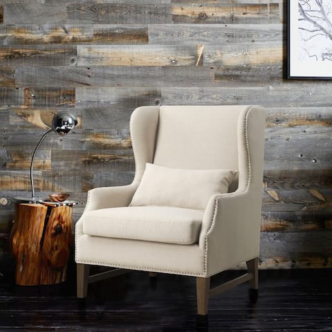 Devon Linen Wing Chair - Overstock - 8547395