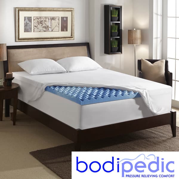 Bodipedic 3-inch Gel Memory Foam Wave Mattress Topper with Cover - Bed ...