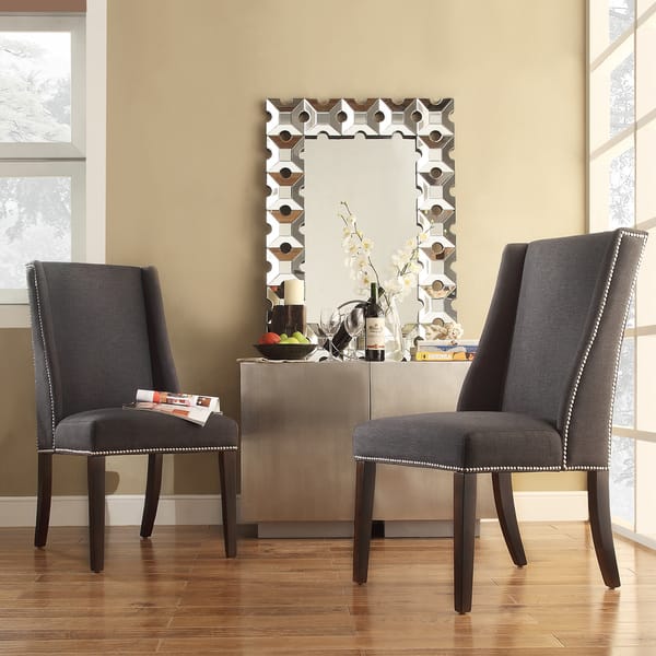 INSPIRE Q Geneva Dark Grey Fabric Wingback Hostess Chairs (Set of 2 ...