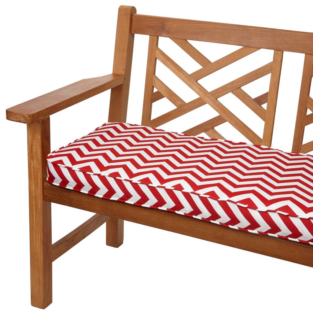 Red Chevron 48-inch Indoor/ Outdoor Corded Bench Cushion - Overstock ...