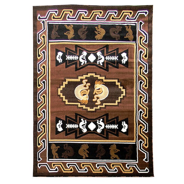 Kingdom Design Kokopelli Brown Area Rug (5' x 7') - 5' x 7' - Bed Bath ...