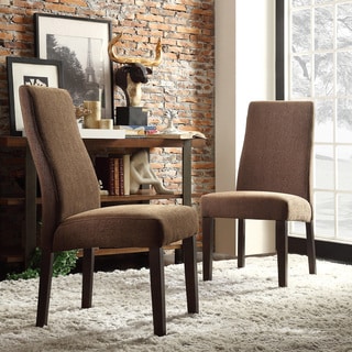 INSPIRE Q Marcey Chocolate Chenille Wave Back Dining Chair (Set of 2) - Bed Bath & Beyond - 8585427