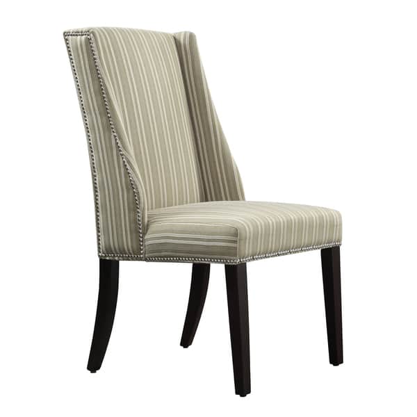 INSPIRE Q Geneva Spring Green Stripe Wingback Hostess Chairs (Set of 2 ...