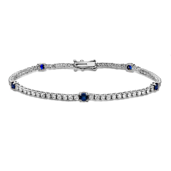 Shop Auriya 14k Gold 2 1 4ct Tw Blue Sapphire And Diamond Tennis