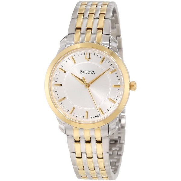 Shop Bulova Women's Thin Two-Tone Bracelet Silvertone Dial Watch - Free ...