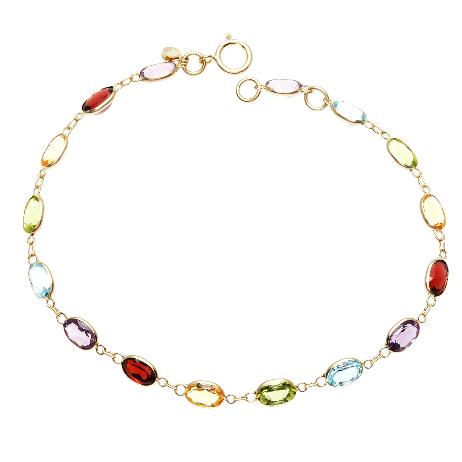 14k Yellow Gold Oval-cut Multi-gemstone Bracelet Modern & Contemporary ...