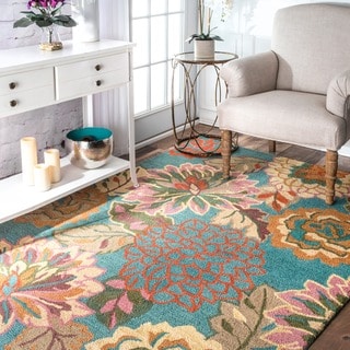 Nuloom Blue Handmade Bold Floral Wool Area Rug - Bed Bath & Beyond ...