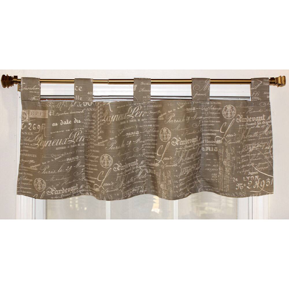 French Script Taupe Cotton Tab Top Valance - Overstock - 8625167