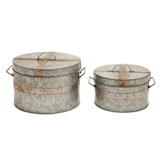 Traditional Round Galvanized Metal Box (Set of 2) - Bed Bath & Beyond ...