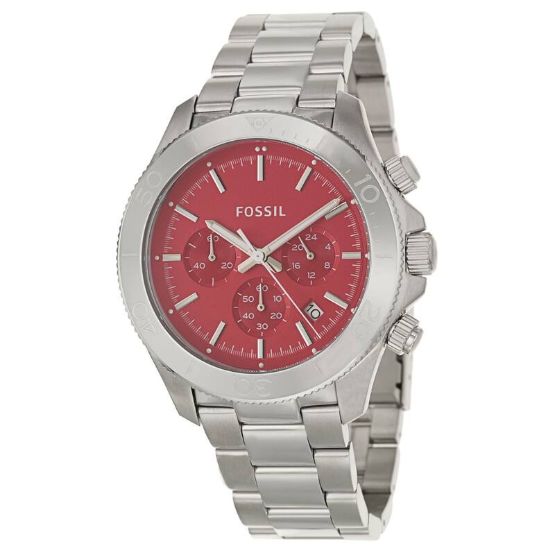 Fossil Men's 'Retro Traveler' Stainless Steel Chronograph Military Time ...
