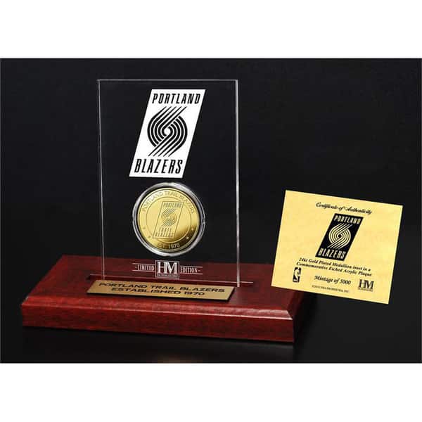 Portland Trail Blazers 24k Gold Coin Etched Acrylic - Bed Bath & Beyond ...