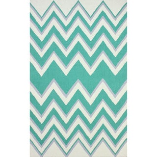 Brooklyn Rug Co Hand-hooked Modern Chevron Mint Wool Rug (7'6 x 9'6 ...