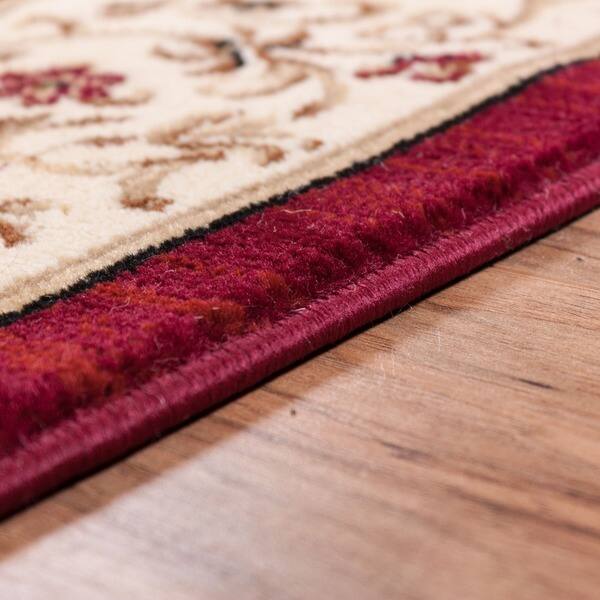 Well Woven Terrazzo European Floral Border Ombre Gradient Red, Ivory ...