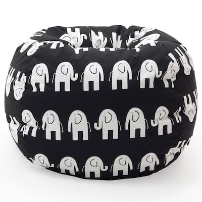 BeanSack Classic Heavy-duty Twill Black/ White Elephants Print Bean Bag ...