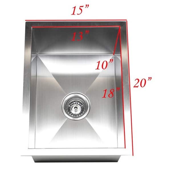 Zero Radius Stainless Steel 15-inch Single Bowl Undermount Sink - Bed ...