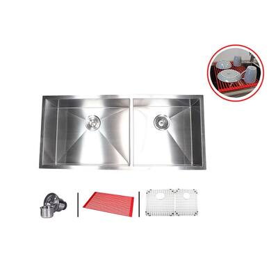 Stainless Steel 42-inch Double-bowl 60/40 Zero Radius Undermount ...