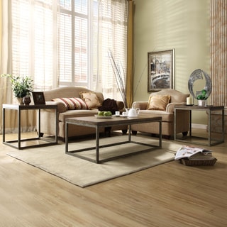 TRIBECCA HOME Somme 3-Piece Distressed Rustic Oak Table Set - Bed Bath ...