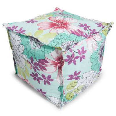 BeanSack Watercolor Floral Print Bean Bag Ottoman - Overstock - 8655007