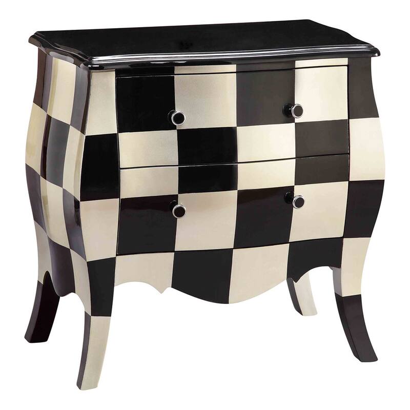 Obsidian 2-drawer Black and White Bombe Accent Chest - Overstock - 8663993