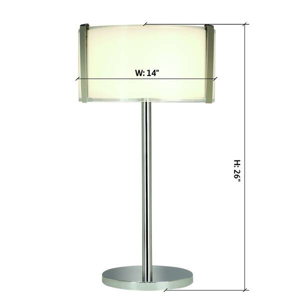 Apollo 1-Light Table Fabric Lampshade in Polished Chrome Finish 26"h ...