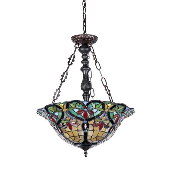 Chloe Tiffany Style Victorian Design 3-light Inverted Pendant Fixture ...