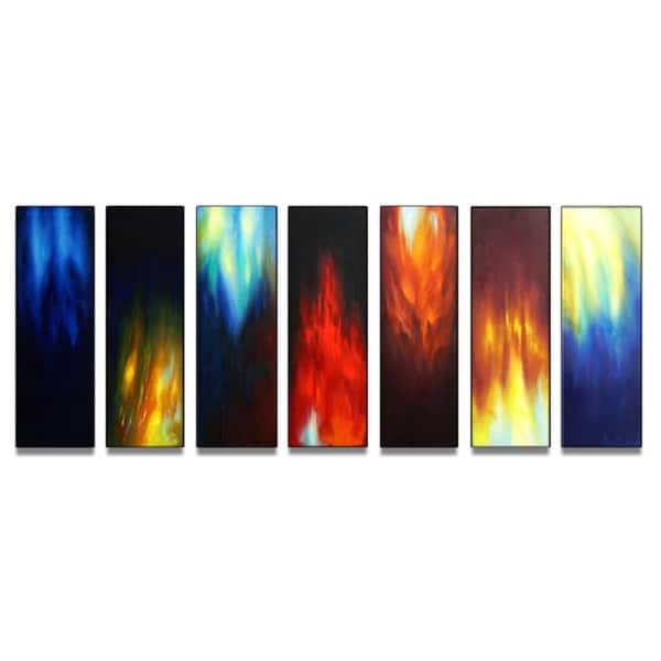 Abstract Burning Colors Hand-painted 7-piece Oil Painting - Bed Bath ...