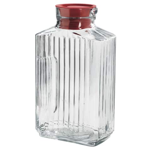 Anchor Hocking 2-quart Clear Glass Bistro Pitcher with Red Stopper ...