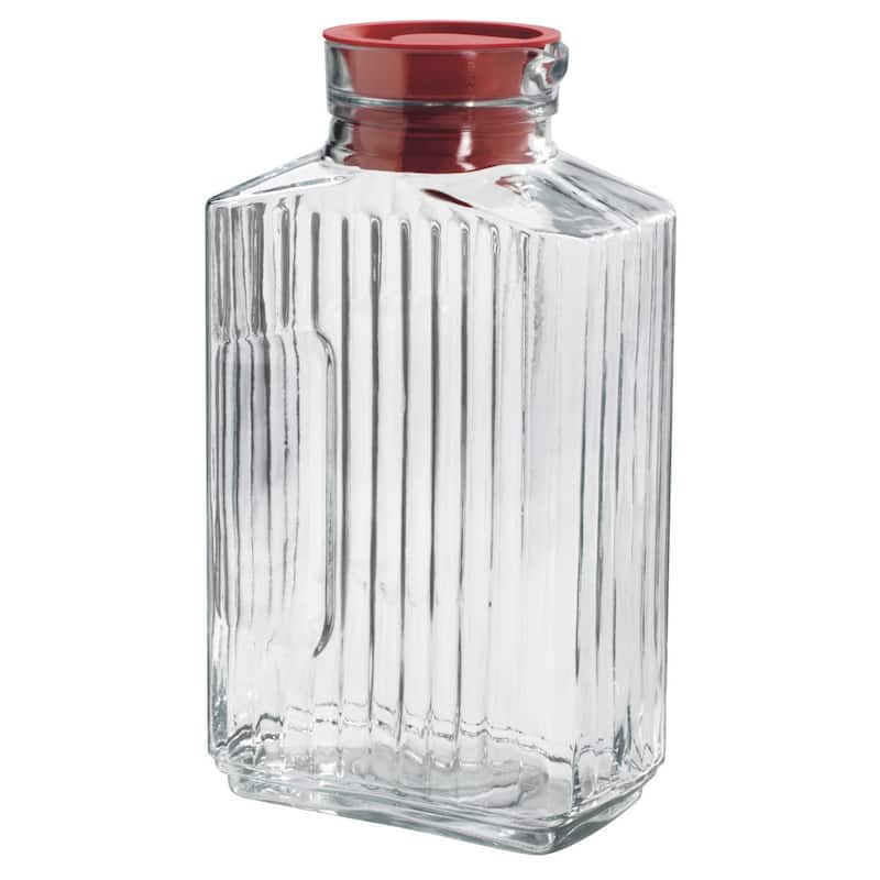 Anchor Hocking 2-quart Clear Glass Bistro Pitcher with Red Stopper ...