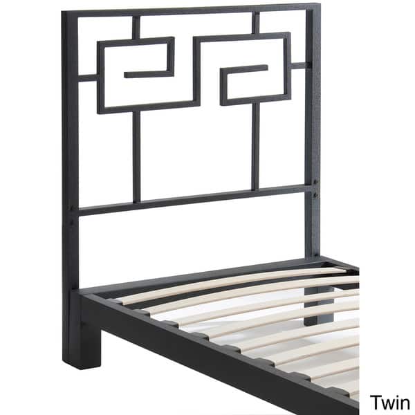 The Curated Nomad Alameda Greek Key Black Metal Headboard - Bed Bath ...