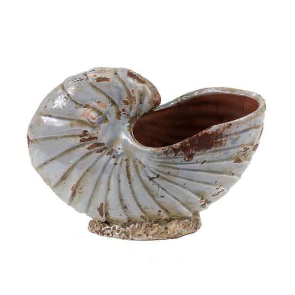 Large Blue Ceramic Shell Vase - Bed Bath & Beyond - 8699396