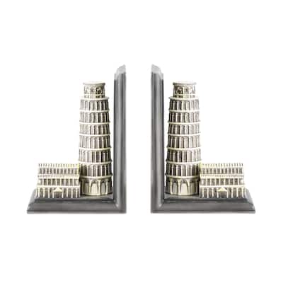 Elements White Resin Leaning Tower of Pisa Bookends (Set of 2 ...