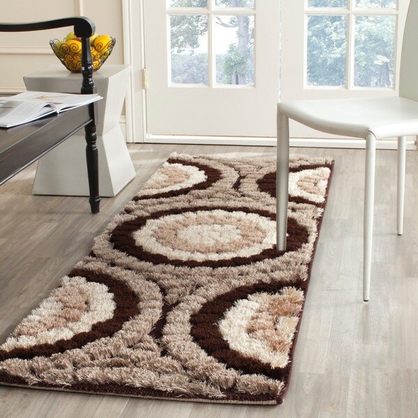 Shop Safavieh Miami Shag Contemporary Silken-Embossed Brown/ Beige Shag ...
