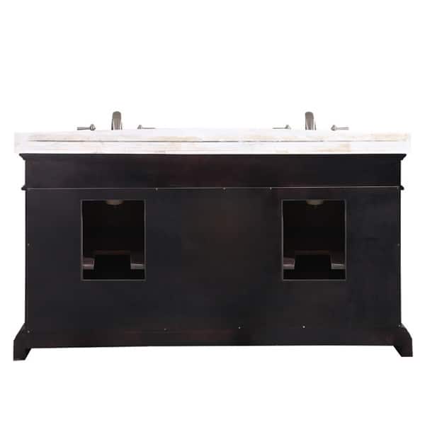 Natural Stone Top 68-inch Double Sink Vintage Style Bathroom Vanity ...