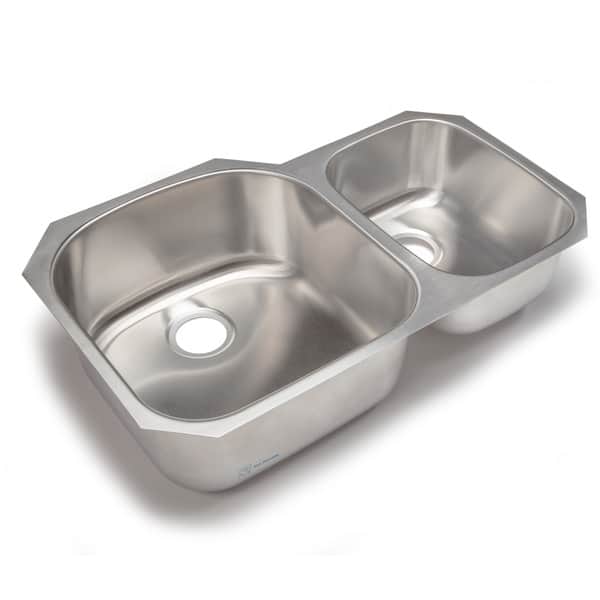 Hahn Stainless Steel 70/ 30 Double-bowl Kitchen Sink - 18 Gauge - Bed ...