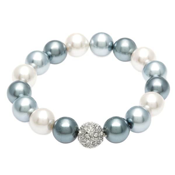Alexa Starr Faux Pearl Stretch Bracelet with Silver and Rhinestone ... Alexa Starr Faux Pearl Stretch Bracelet with Silver and Rhinestone ...
