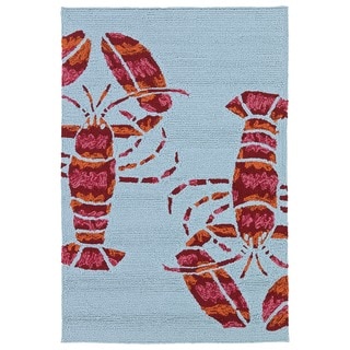 'Luau' Blue Lobster Print Indoor/ Outdoor Rug (2' x 3') - 2' x 3' - Bed ...